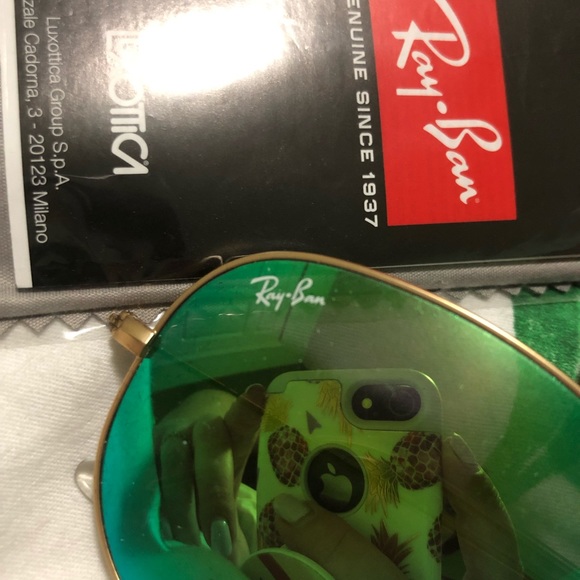 Ray-Ban | Accessories | Green Flash Ray Ban Aviator Sunglasses | Poshmark